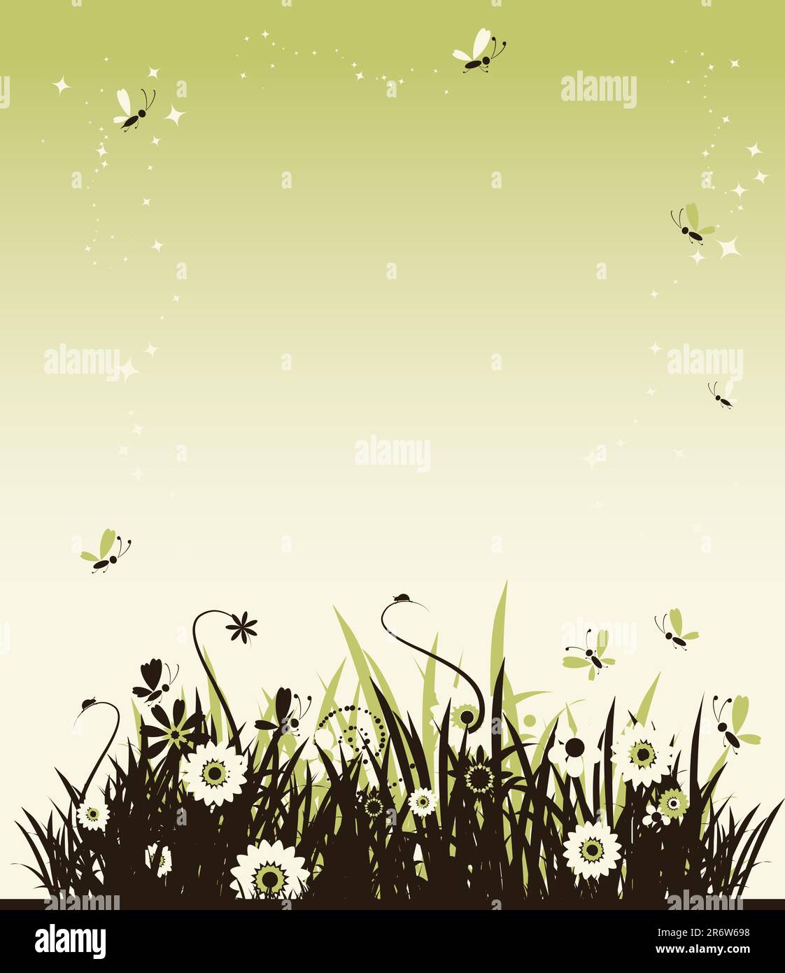 Scenic view lush meadow Stock Vector Images - Alamy