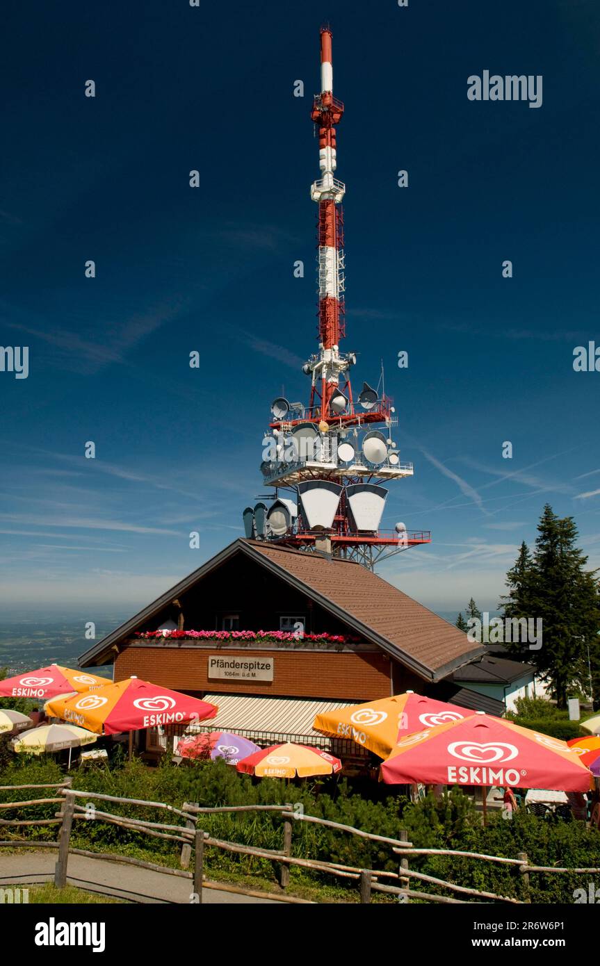Pfanderspitze restaurant, transmission mast, Pfander, Lake Constance ...
