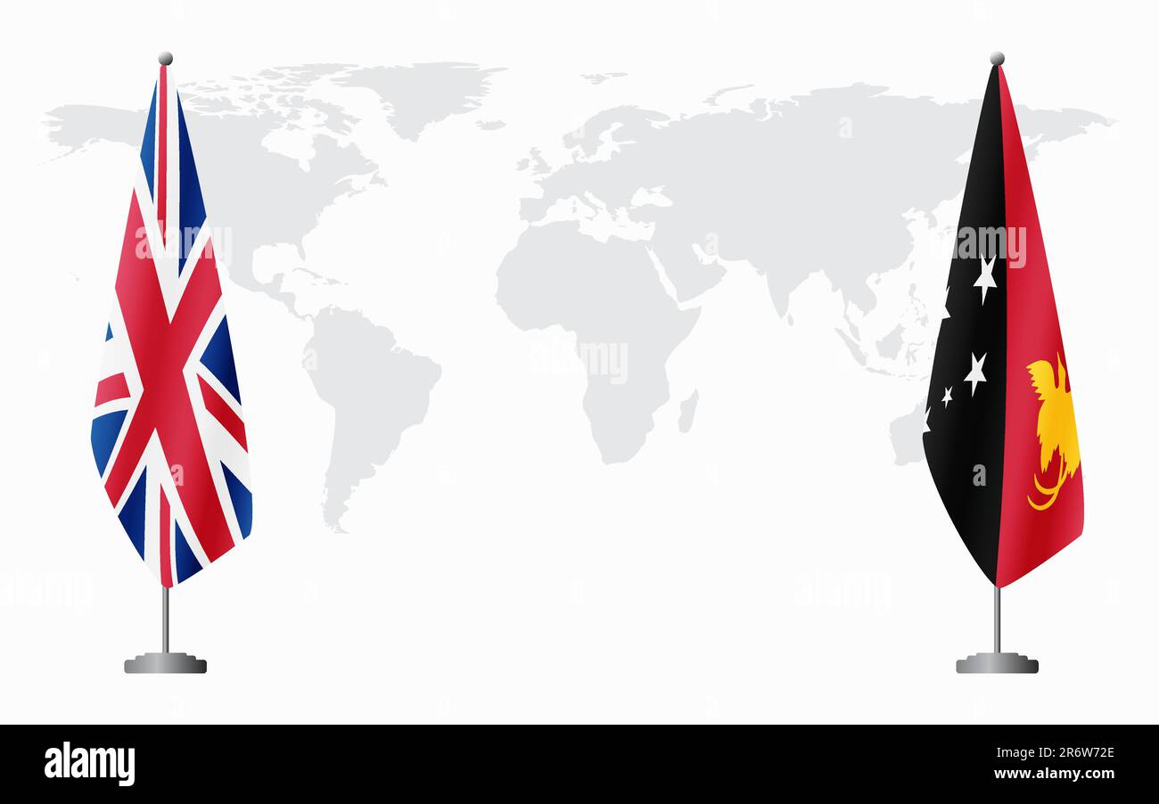 United Kingdom and Papua New Guinea flags for official meeting against ...