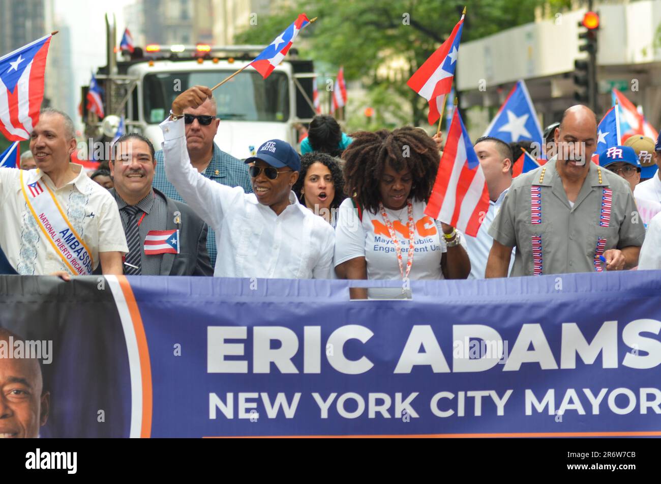 New York City, United States. 11th June, 2023. Mayor Eric Adams marches ...