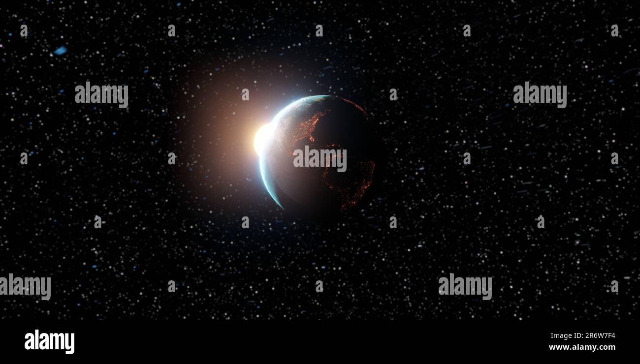 Planet Earth with spectacular sunrise. Elements are part of NASA. 3D ...