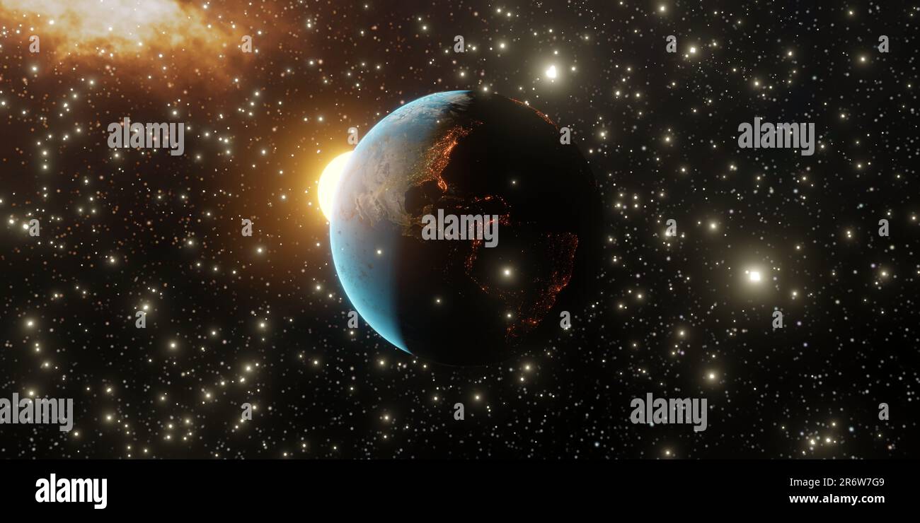 Planet Earth with spectacular sunrise. Elements are part of NASA. 3D ...