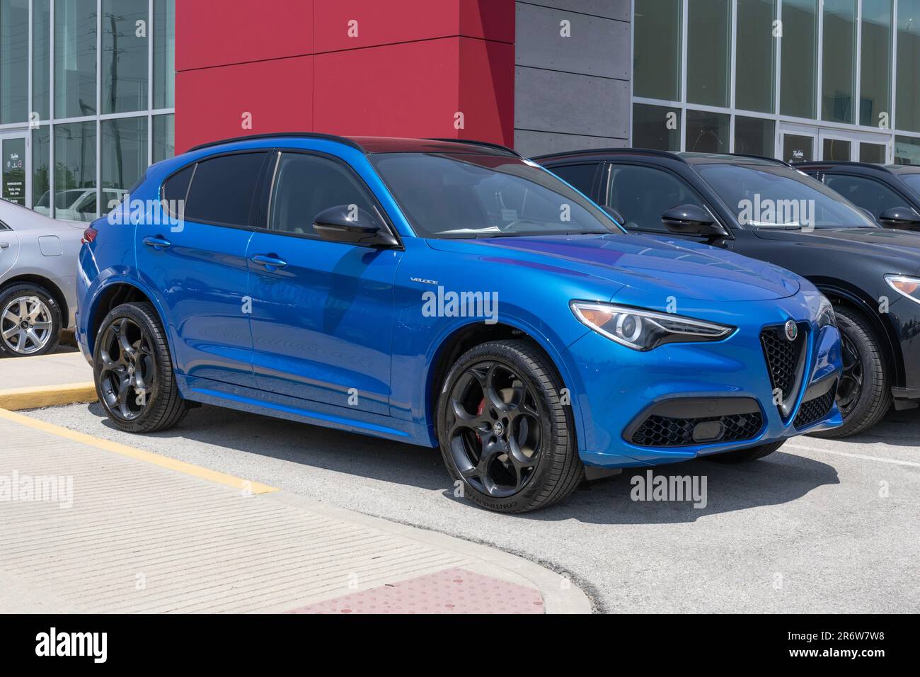 Indianapolis - June 10, 2023: Alfa Romeo Stelvio Veloce AWD display at ...
