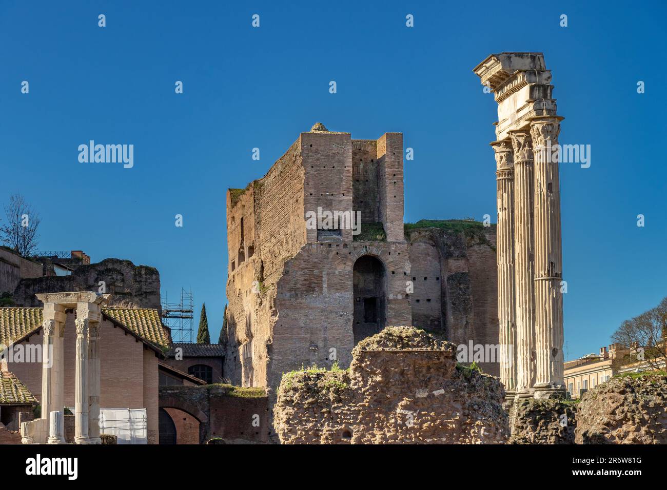 The Temple Of Castor and Pollux ,an ancient temple in the Roman Forum, Rome ,Italy Stock Photo ...