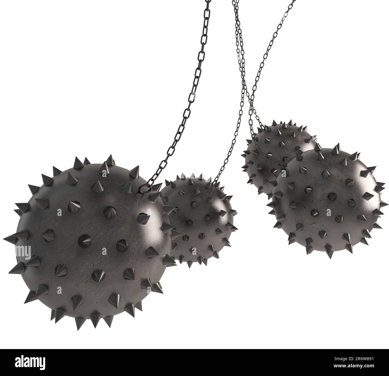 Iron ball with spikes. Concept of danger and obstacle. 3d rendering ...