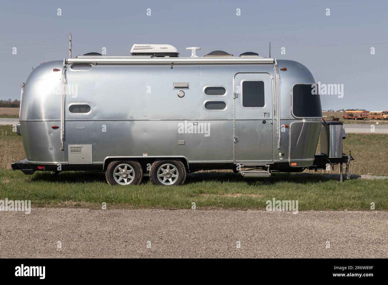 Bunker Hill - April 8, 2023: Airstream Flying Cloud fifth wheel travel ...