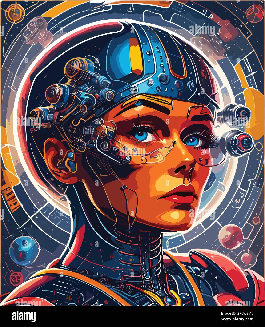 Futuristic cyber portrait Stock Vector Images - Alamy