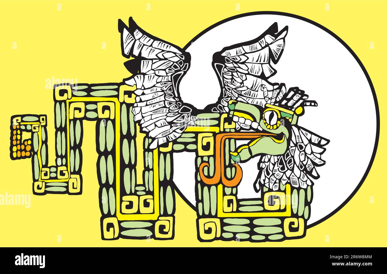 Color Mayan Kukulcan Image with circle motif Stock Vector Image & Art ...