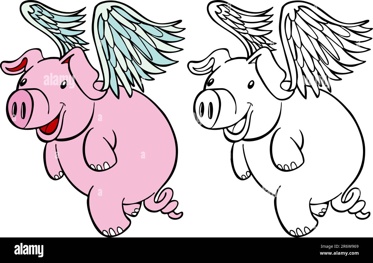 Cute Flying Pig Drawing