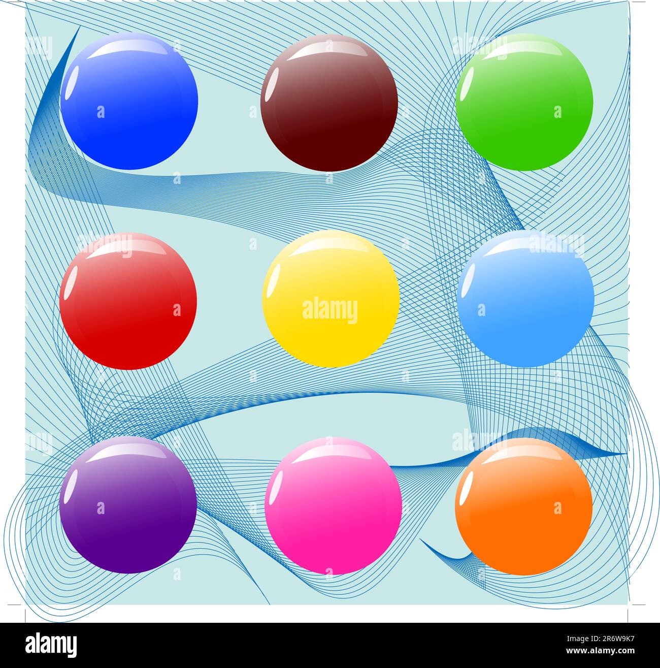 assorted colour balls with waves lines and curves Stock Vector Image ...