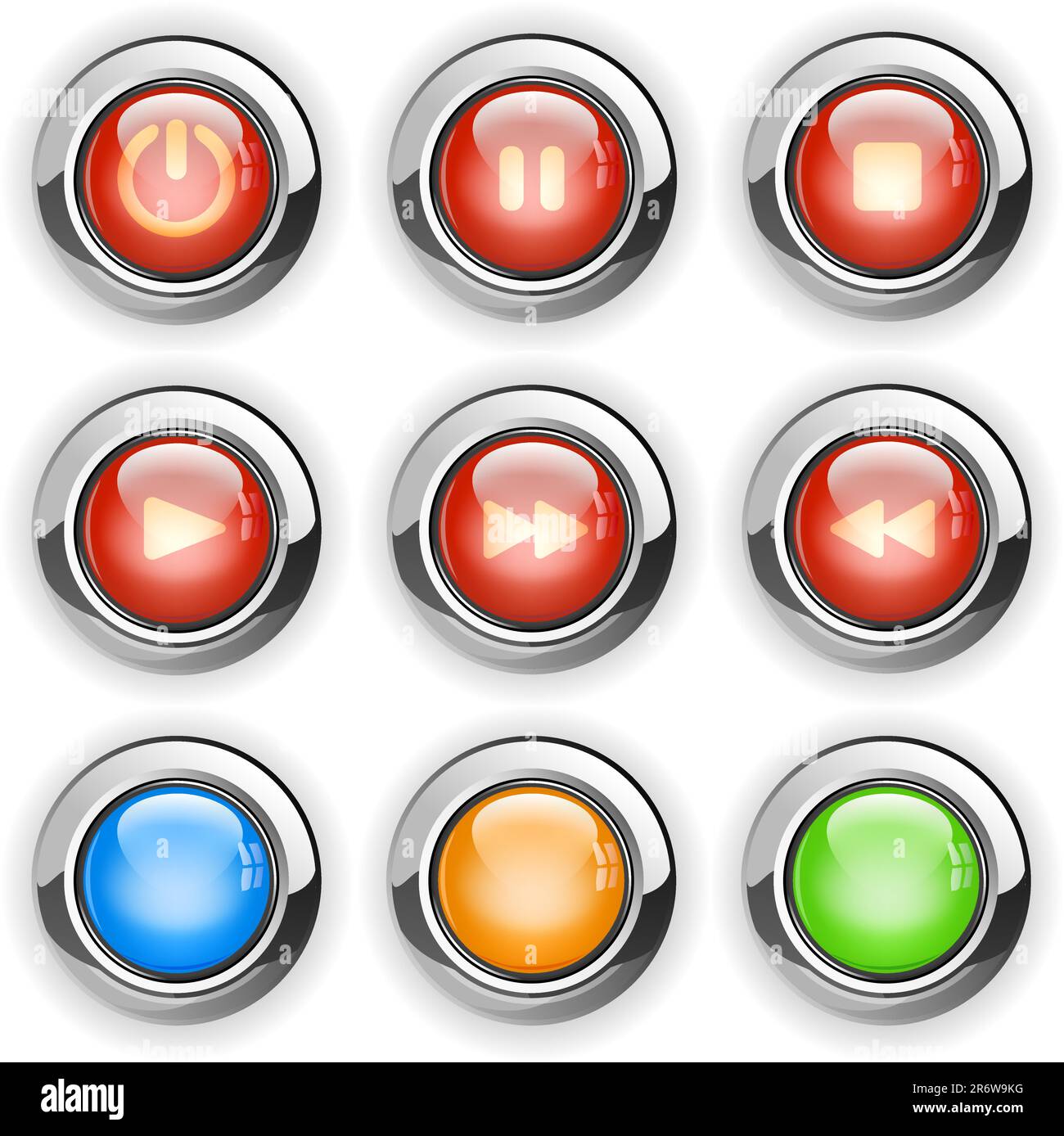 Vector illustration of round media player buttons set Stock Vector ...