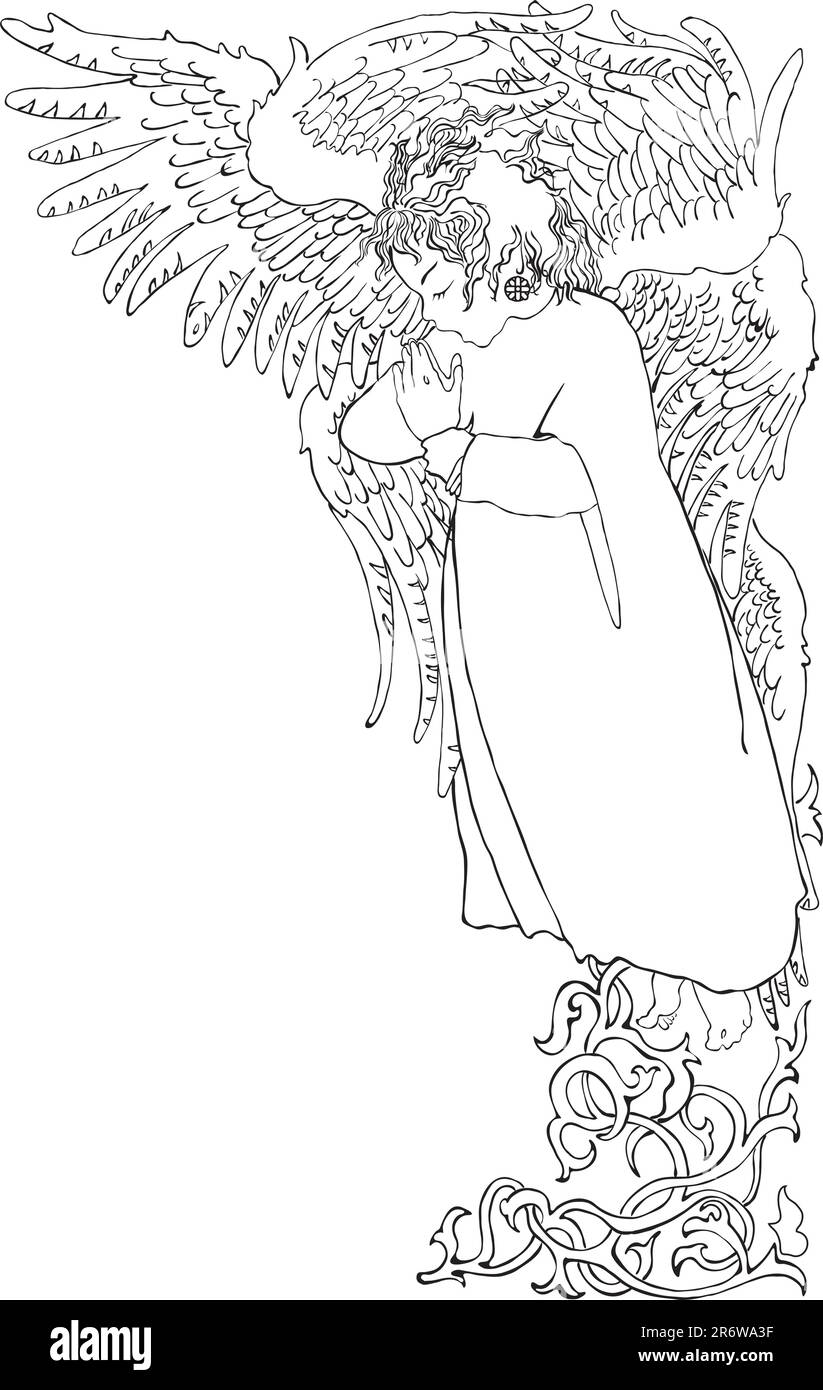 vector illustration of preying angel Stock Vector Image & Art - Alamy