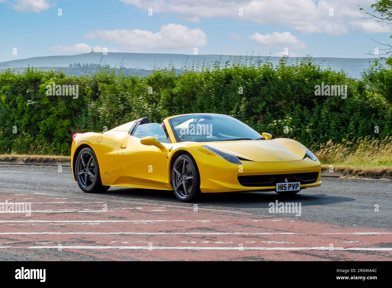 A Ferrari 458 Spider V8 F1 Auto Yellow Car Roadster Petrol at the ...
