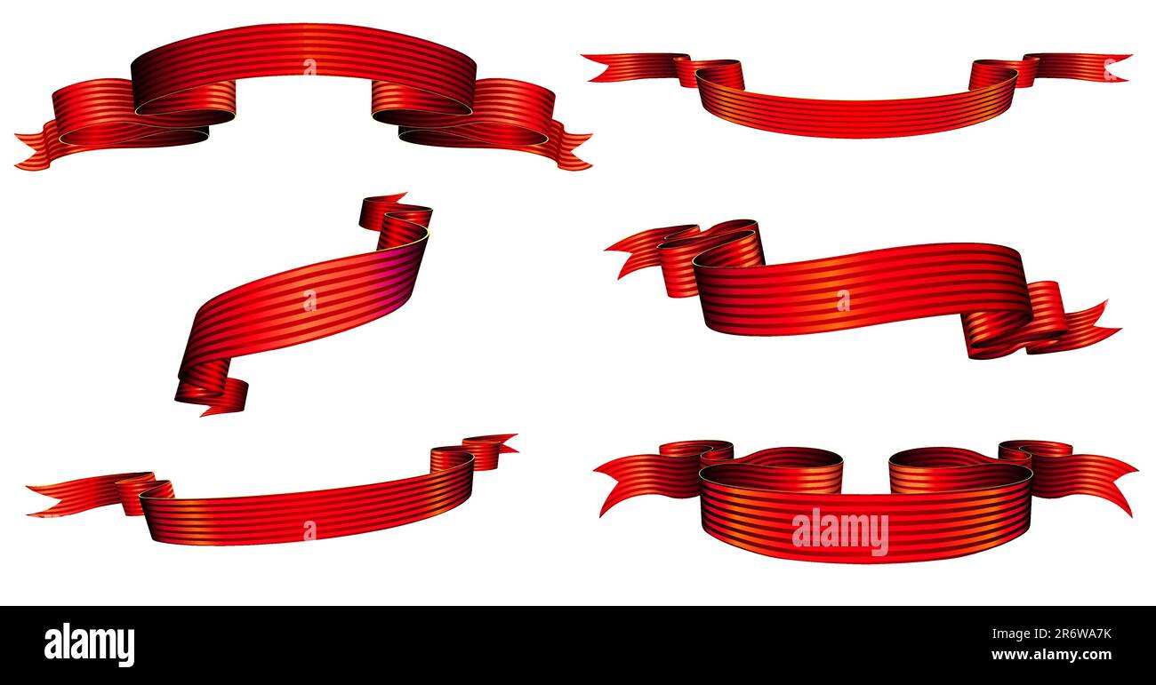 Vector illustration of red blanked bows, ribbons and banners With Space ...