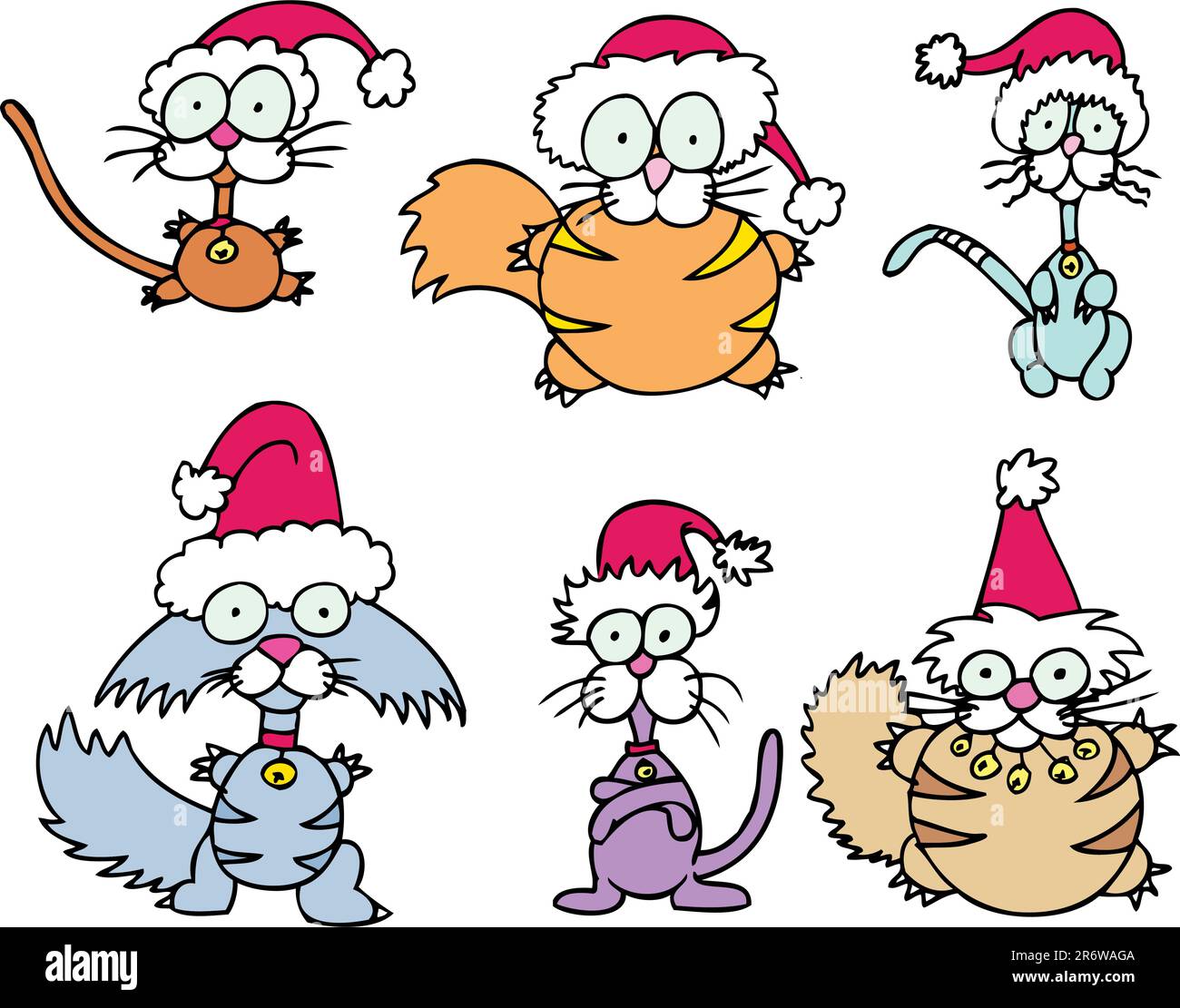 Set of 6 wacky cartoon Christmas cats Stock Vector Image & Art - Alamy