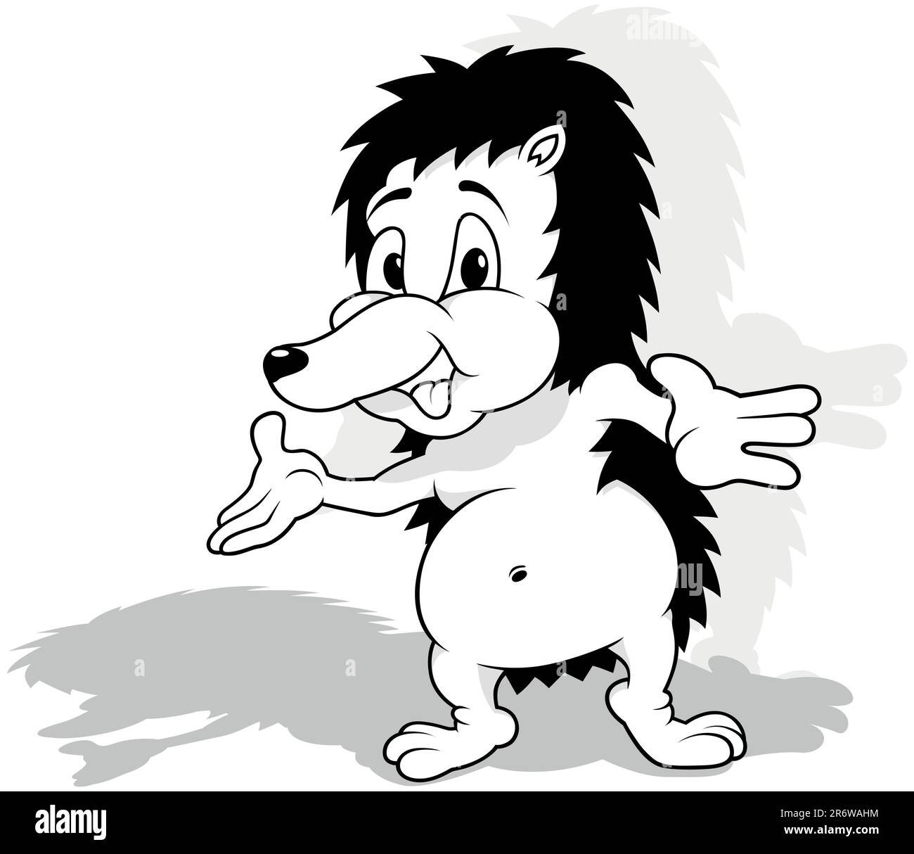 Drawing of a Standing Hedgehog with Open Arms Stock Vector Image & Art ...