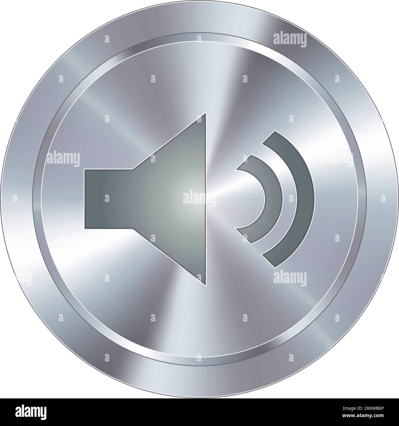 Volume or mute icon on round stainless steel modern industrial button ...