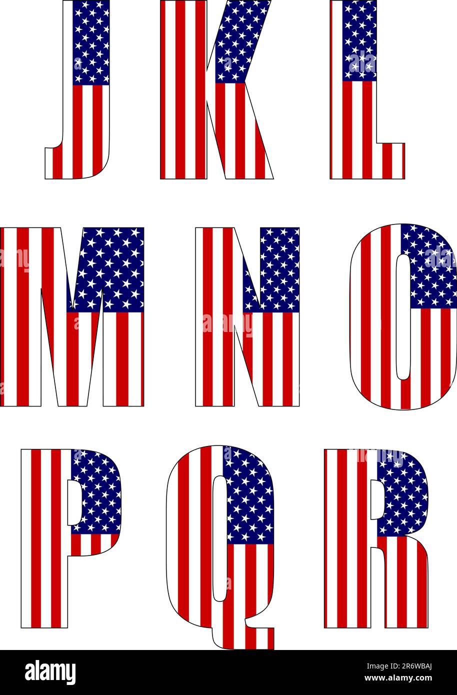 letters with USA flag design isolated on white background Stock Vector ...