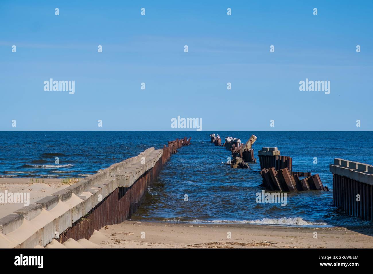 Narva-Joesuu beach in Estonia with the mouth of the Narva river in the ...