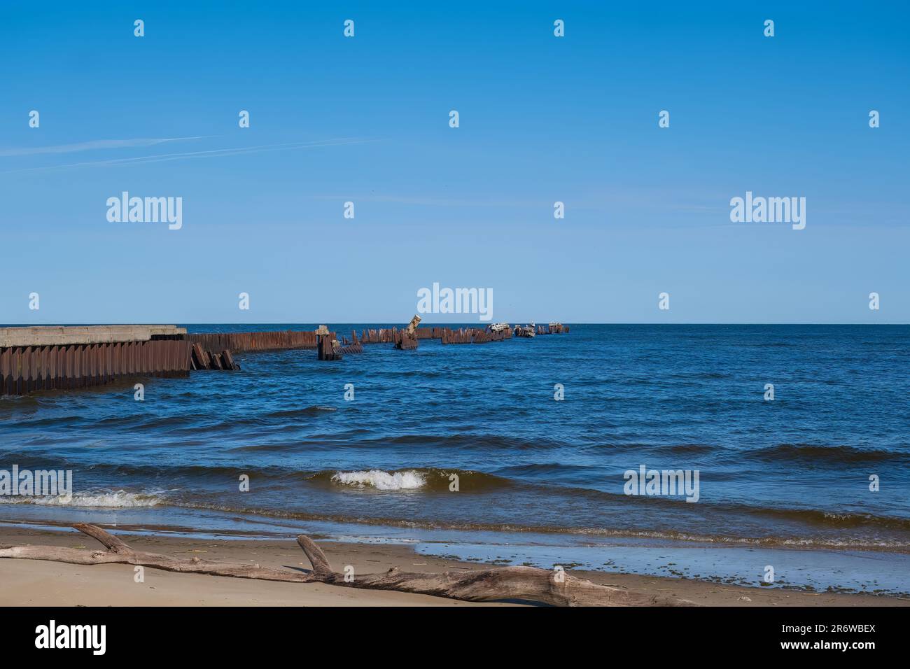 Narva-Joesuu beach in Estonia with the mouth of the Narva river in the ...