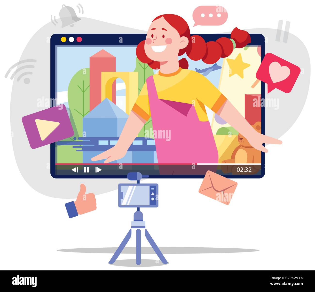 Child Vlogger on White Stock Vector Image & Art - Alamy