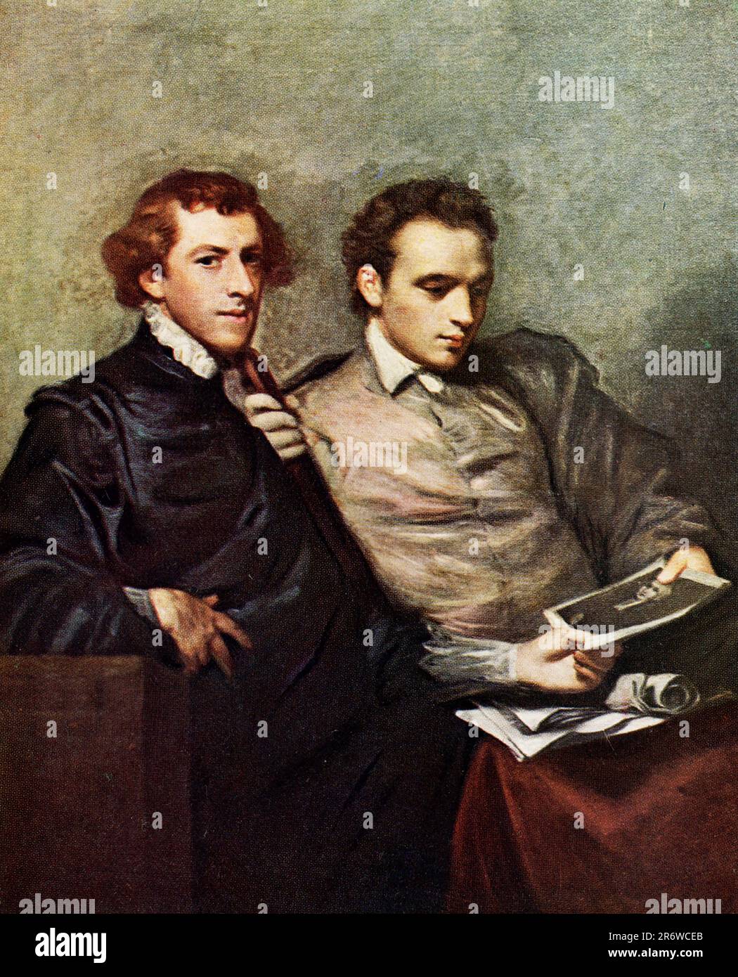 The early 1900s caption reads: "Portrait of Two Gentlemen by Reynolds ...