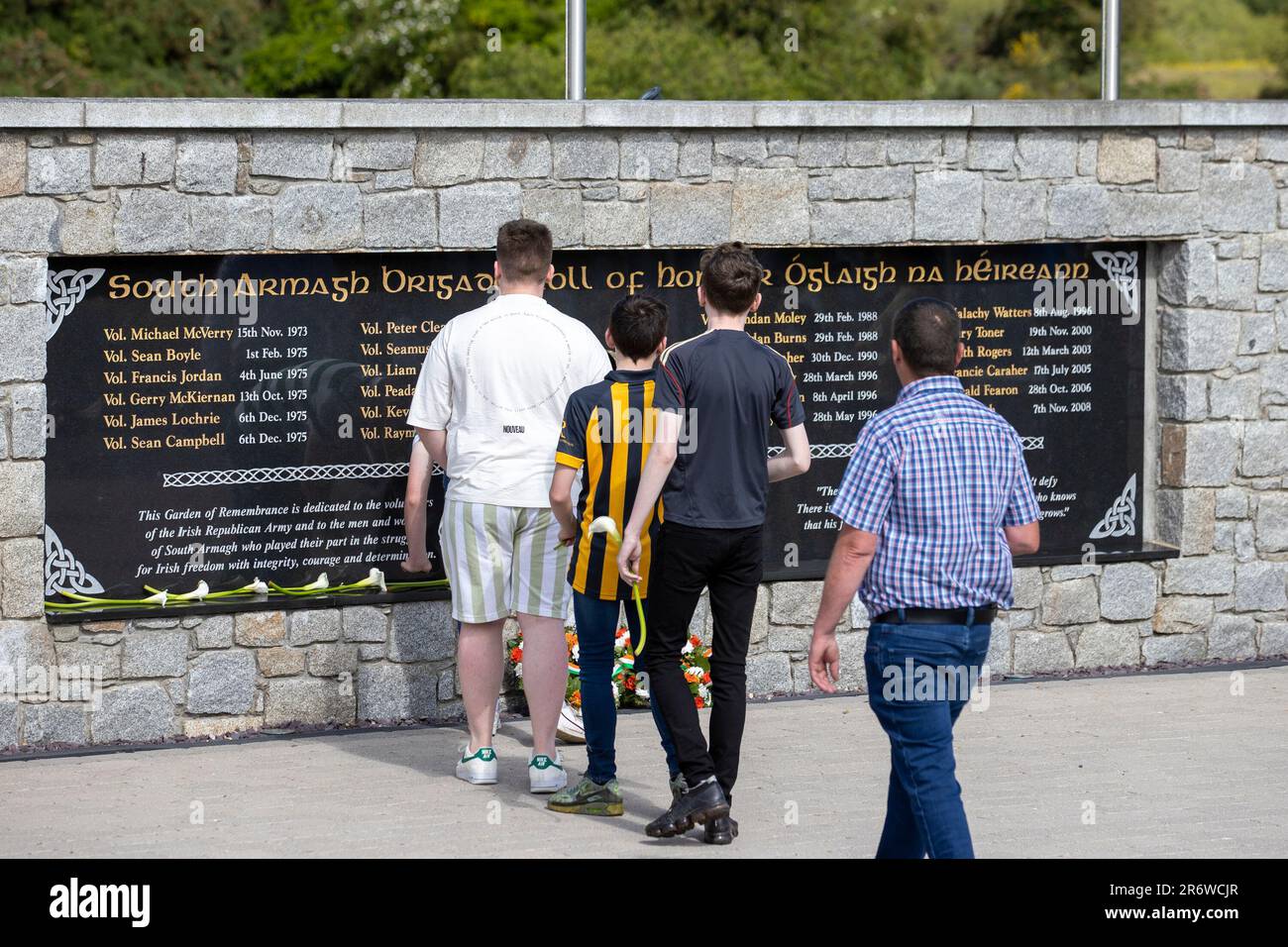 Relatives of those named on a memorial to the South Armagh Brigade of ...