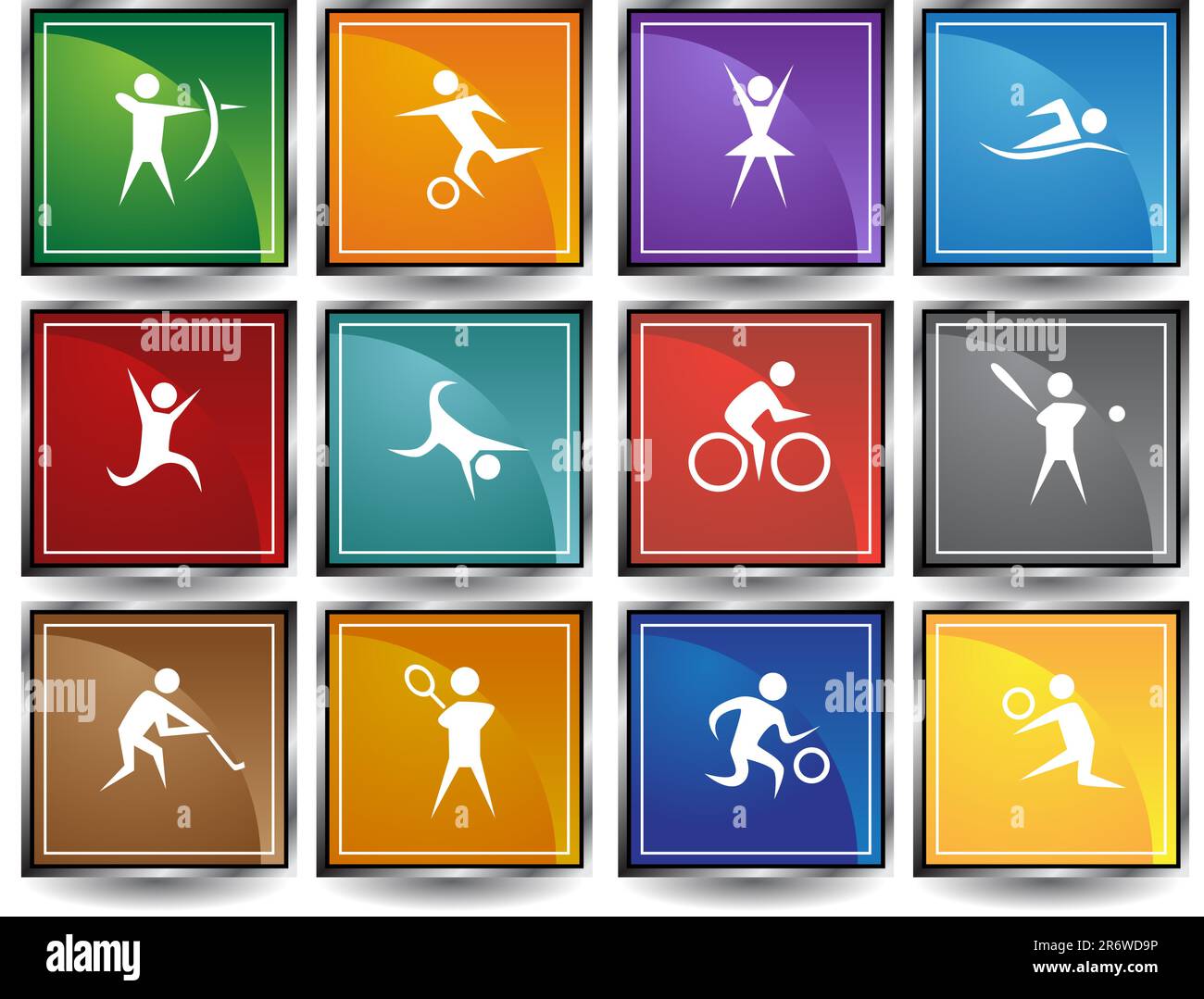 Collection of sixteen sports related buttons in a variety of colors ...