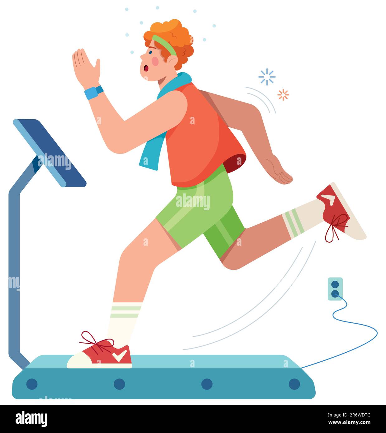 Man Running on Treadmill Stock Vector Image & Art - Alamy