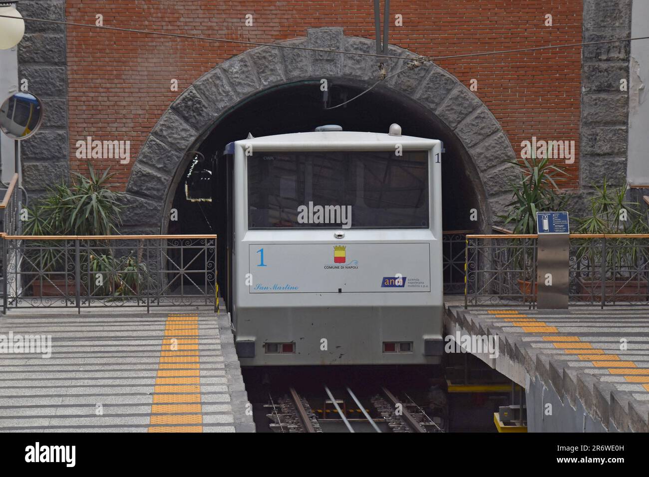 A train arriving at the top station of the Central funciular railway ...
