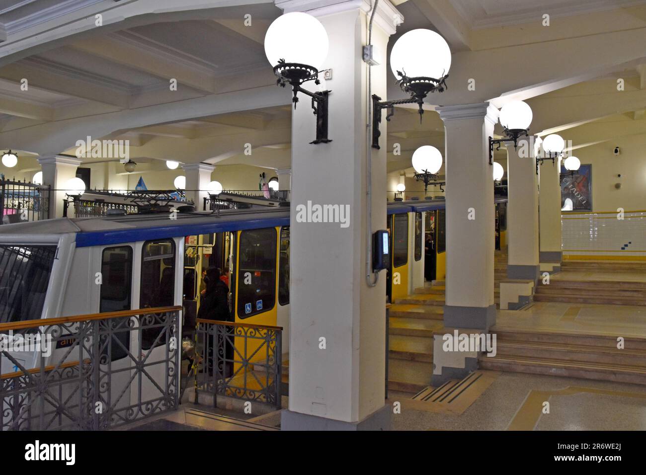 A train at the lower station of the Central funicular, or Funicolare ...