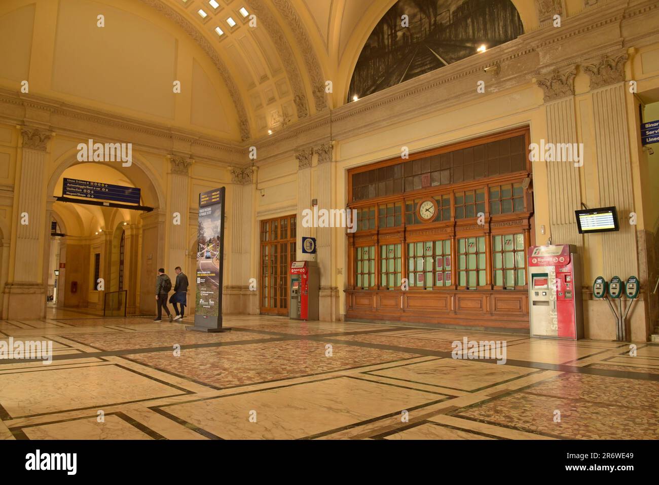 The ornate ticket hall and concourse of the historic Napoli Mergellina ...