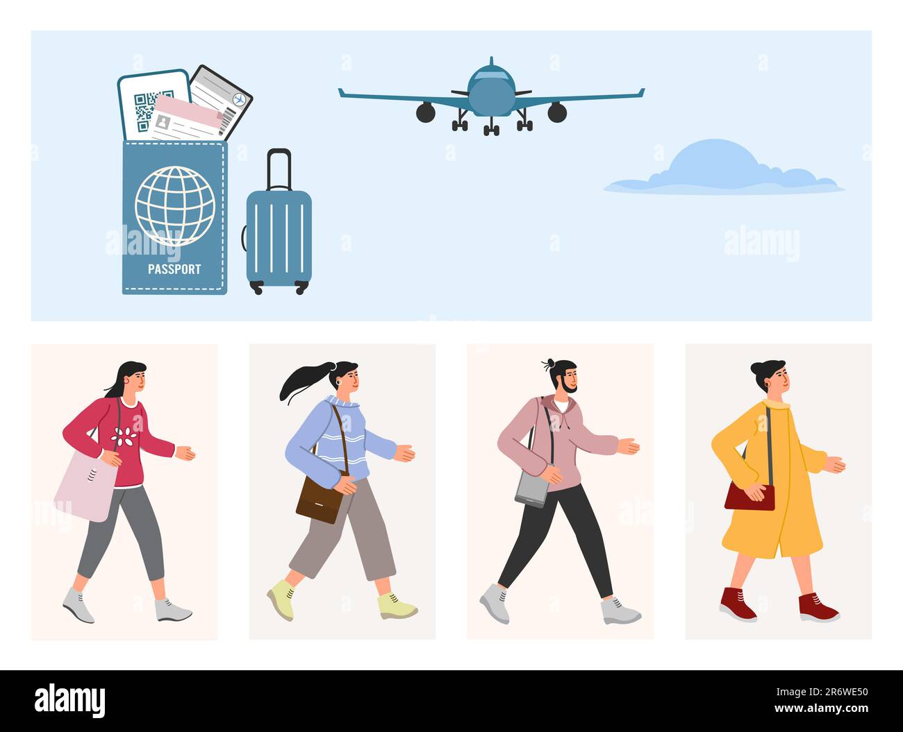 Tourist People Summer vacation Man Woman Adventure Tourism Plane ...