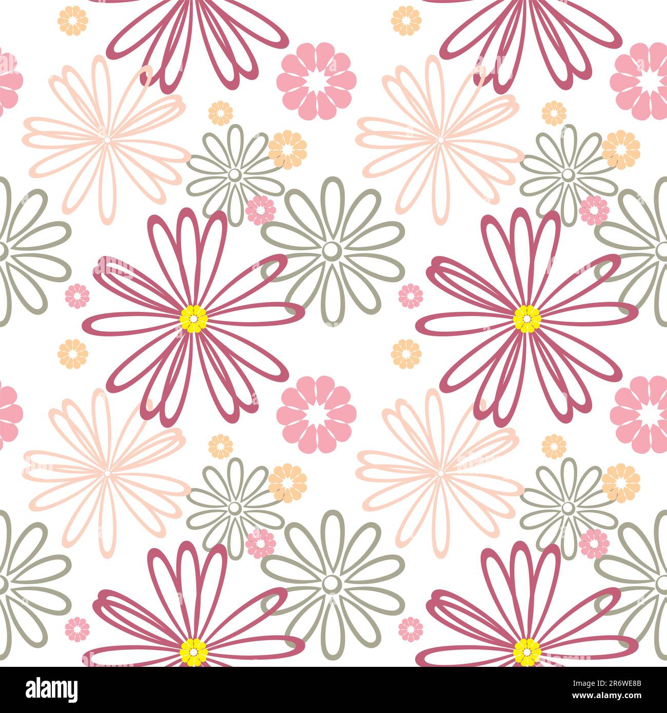 retro repeat floral sample in pink colours Stock Vector Image & Art - Alamy