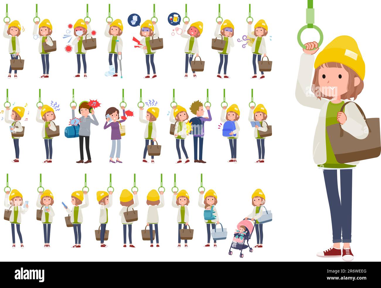 A set of casual fashion women on the train.It's vector art so easy to ...