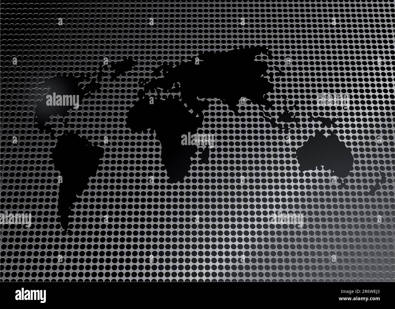 Illustration of a world map cut out of a metal grid Stock Vector Image ...