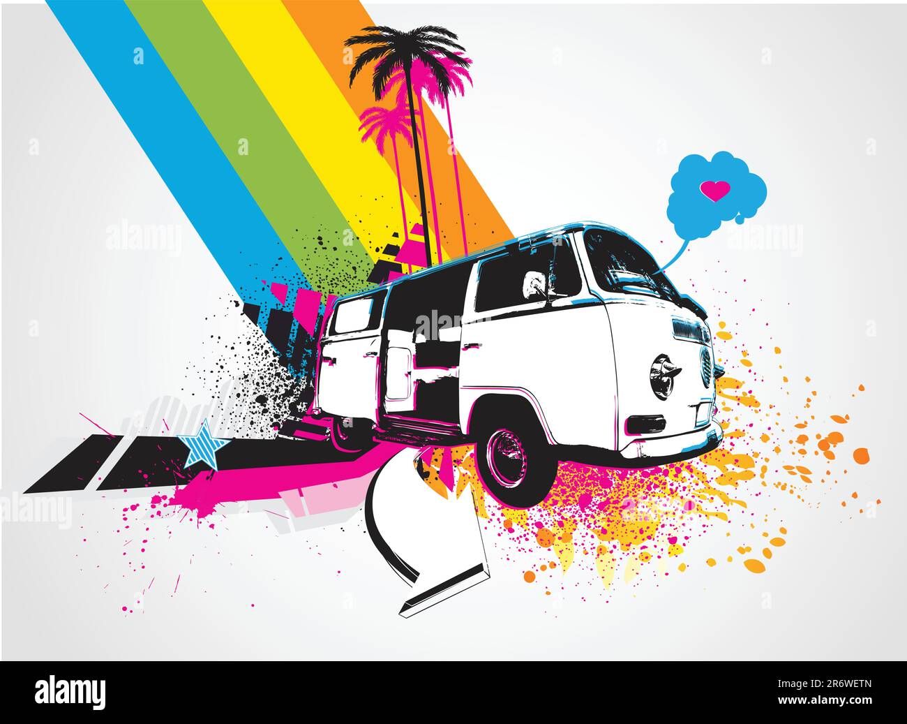 Vector illustration of style Decorative urban background with funny ...