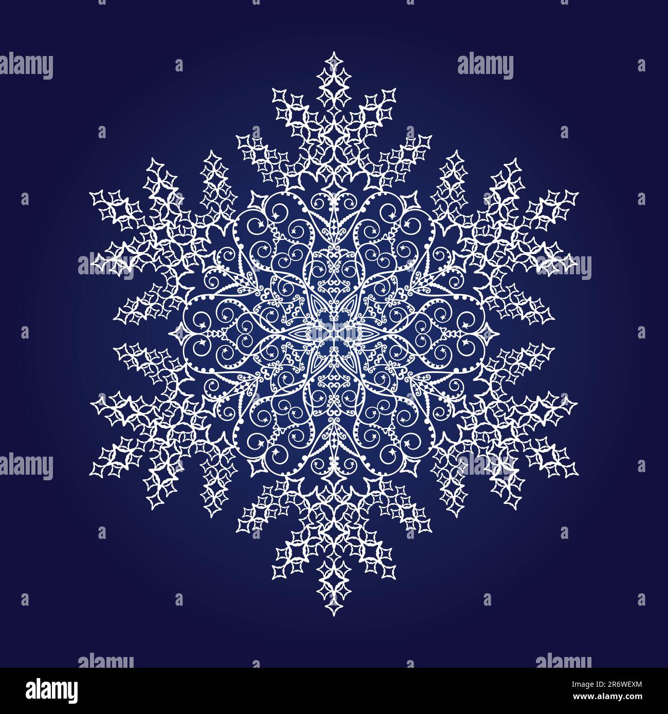 Single detailed snowflake on dark blue background. Available in vector ...