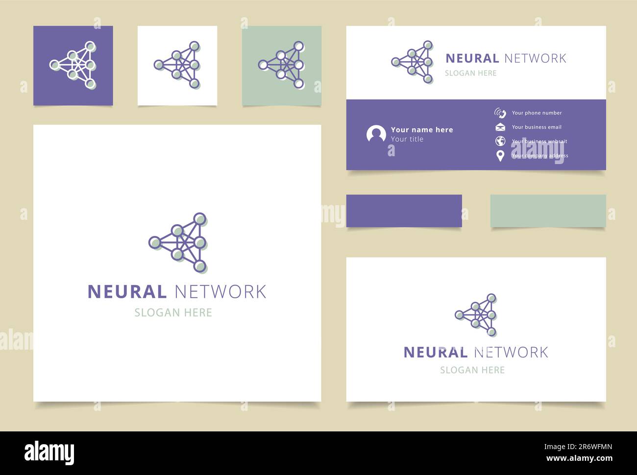 Neural network logo design with editable slogan. Branding book and ...