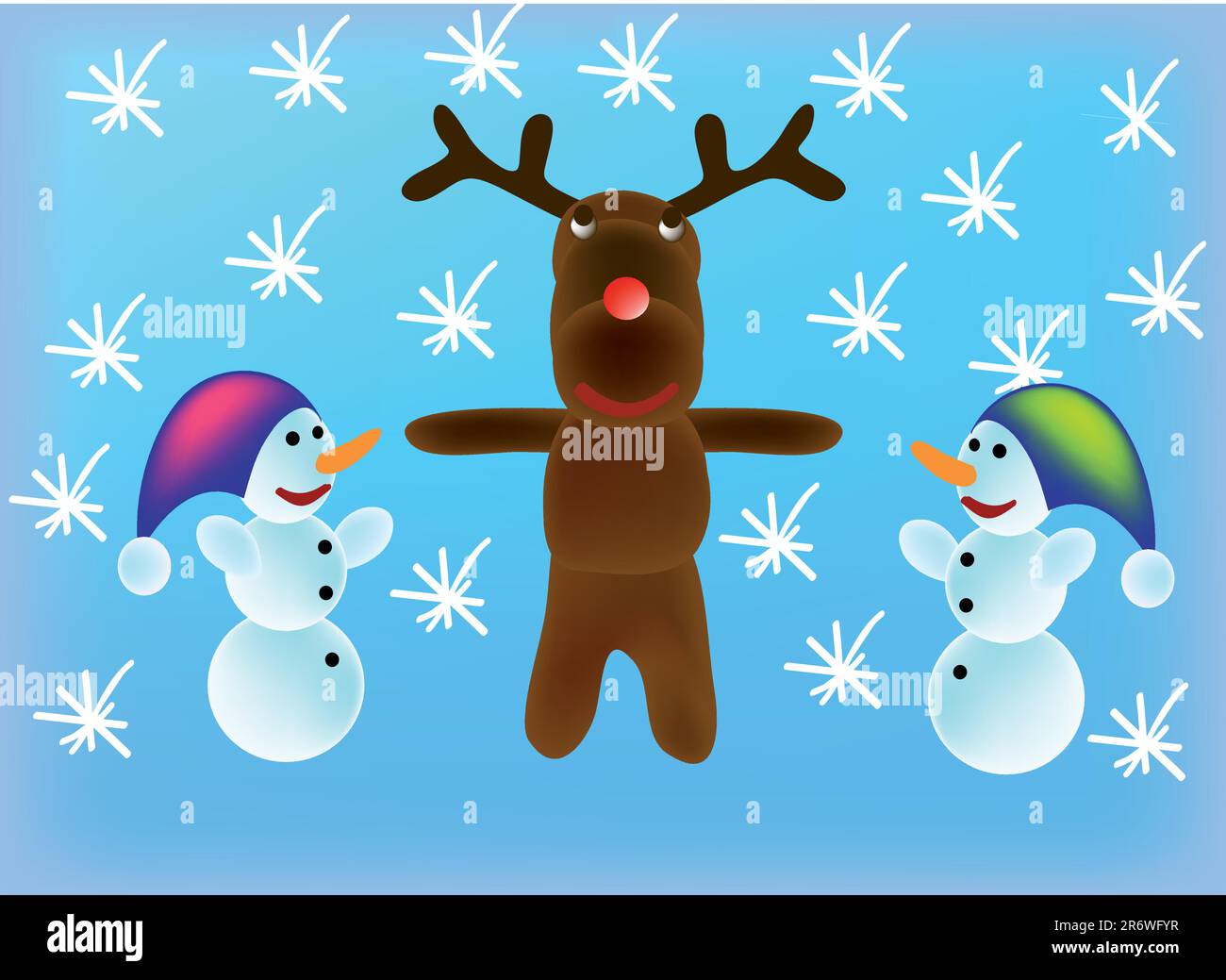 nice vector illustration of a snowman and reindeer Stock Vector Image ...