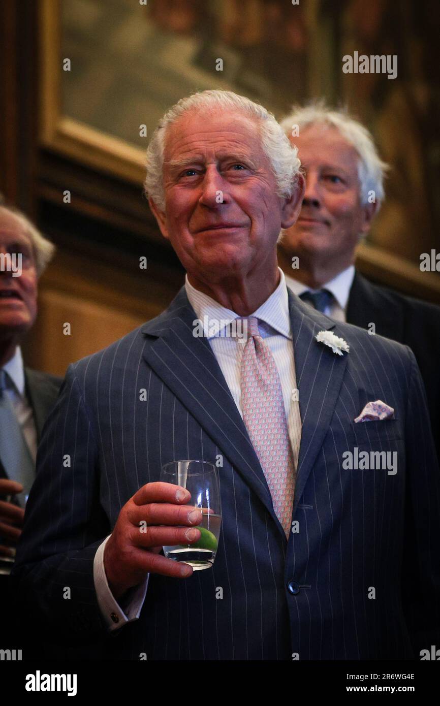 King Charles III during a reception with authors, actors and lovers of literature attending the ...