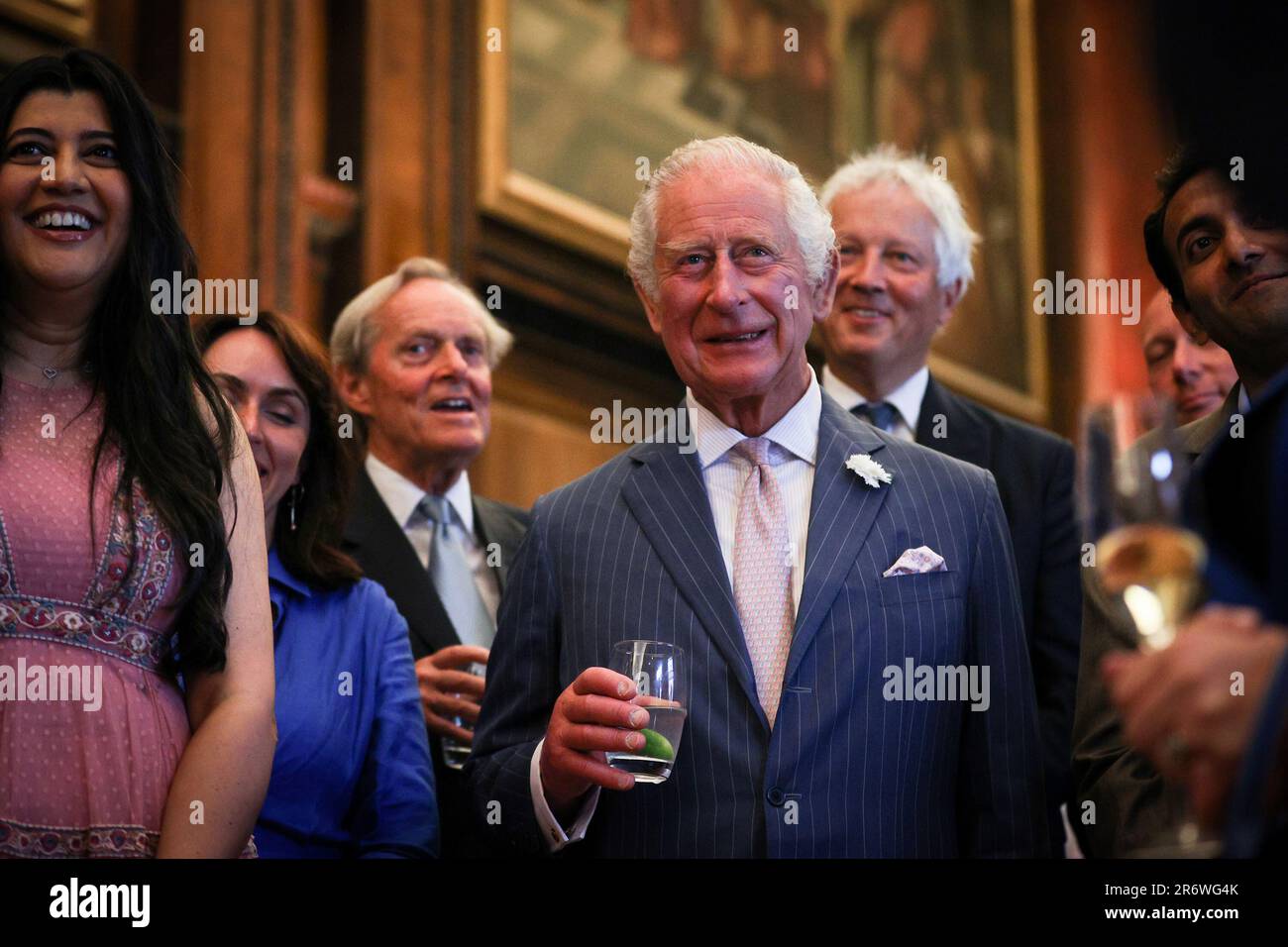 King Charles III (centre) during a reception with authors, actors and lovers of literature ...