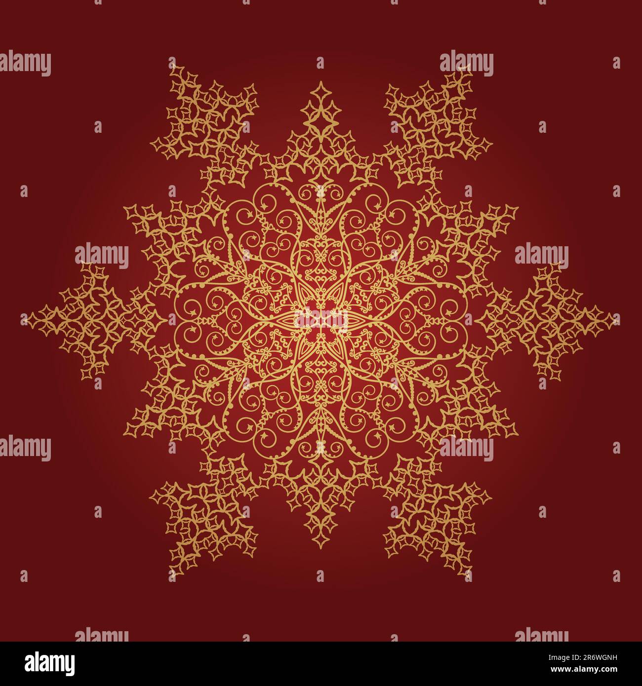 Single golden detailed snowflake on red background. Available in vector ...