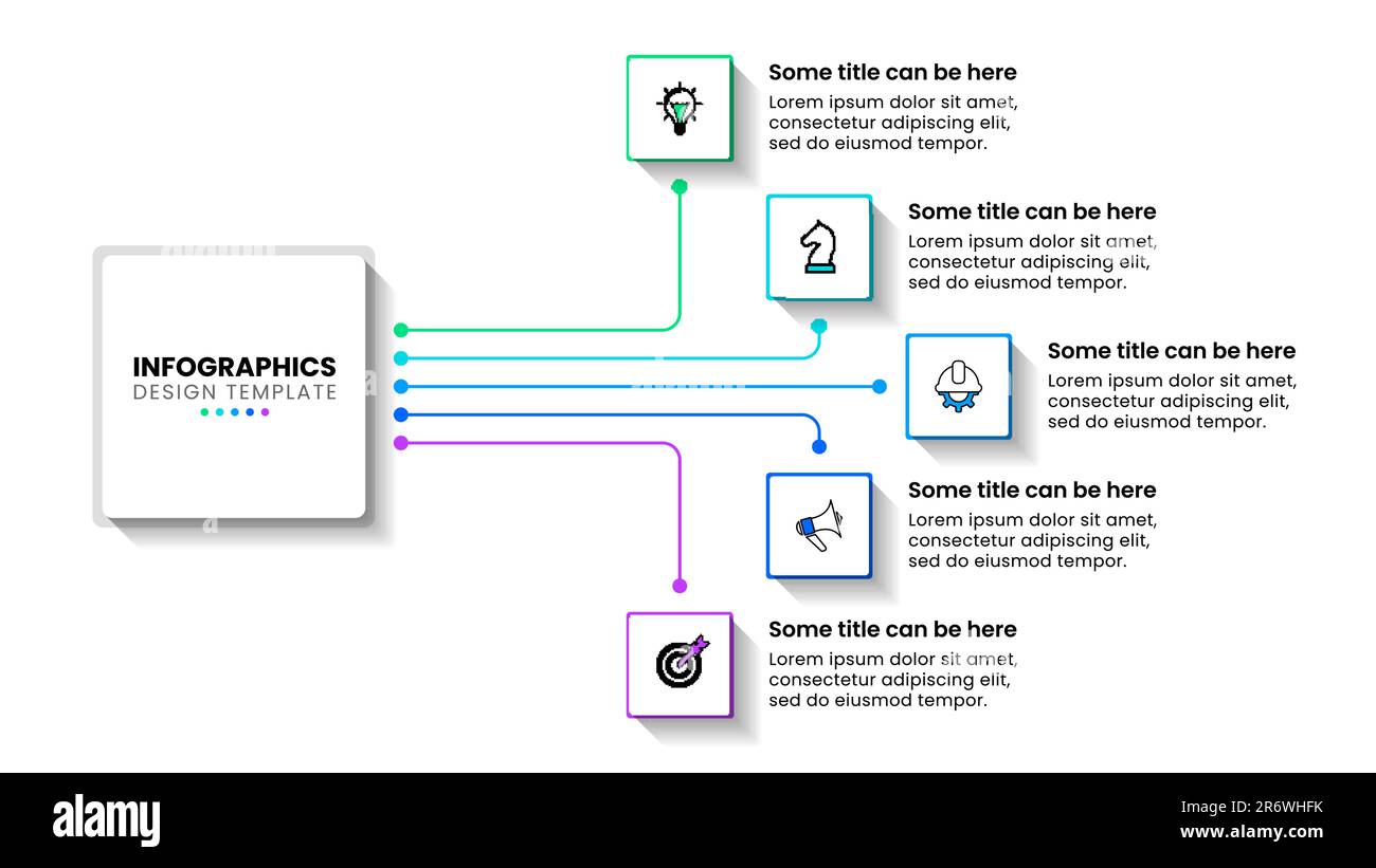Infographic template with icons and 5 options or steps. Square. Can be ...