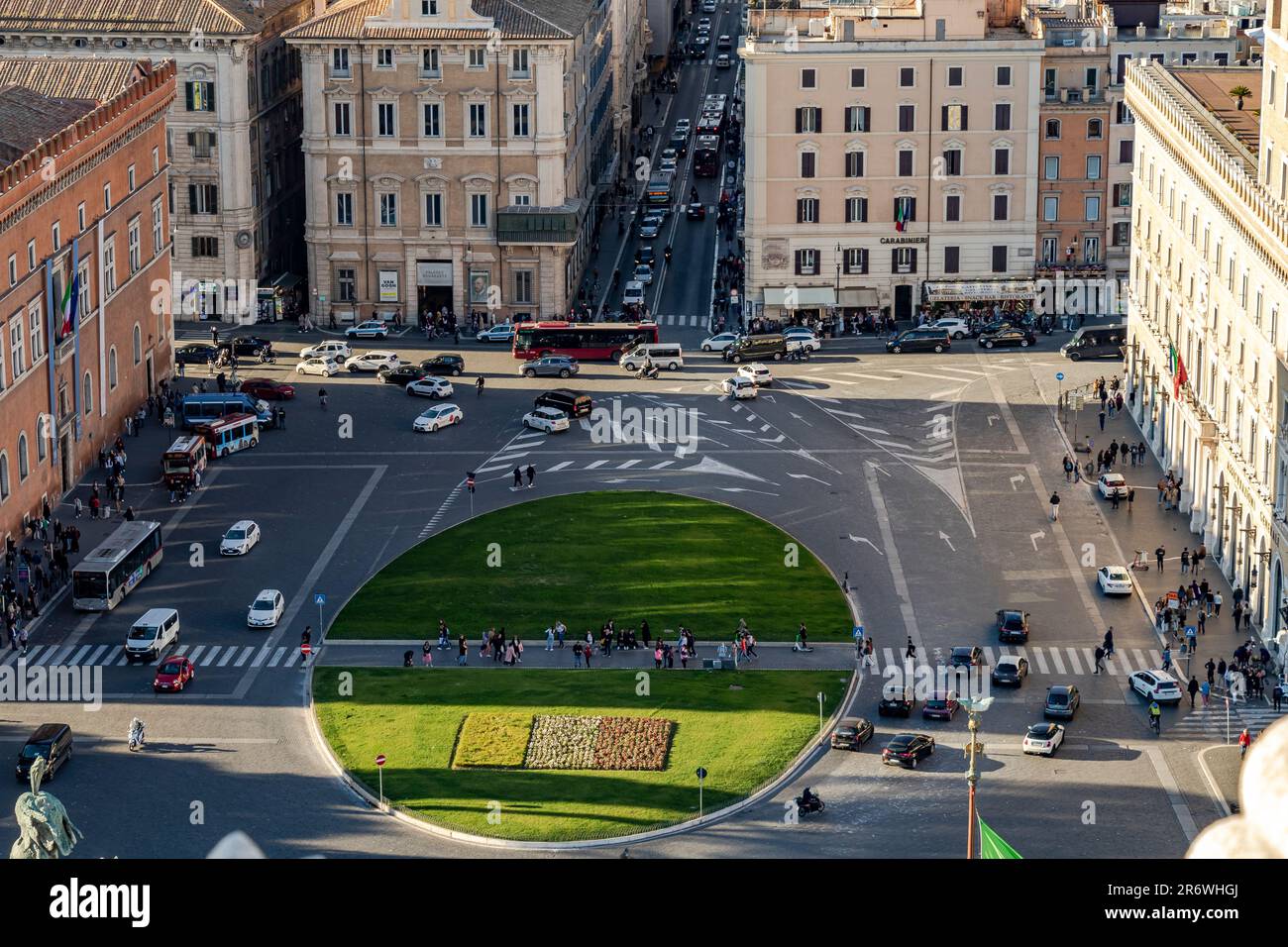 Aerial view of Piazza Venezia,a square in Rome located where four major ...