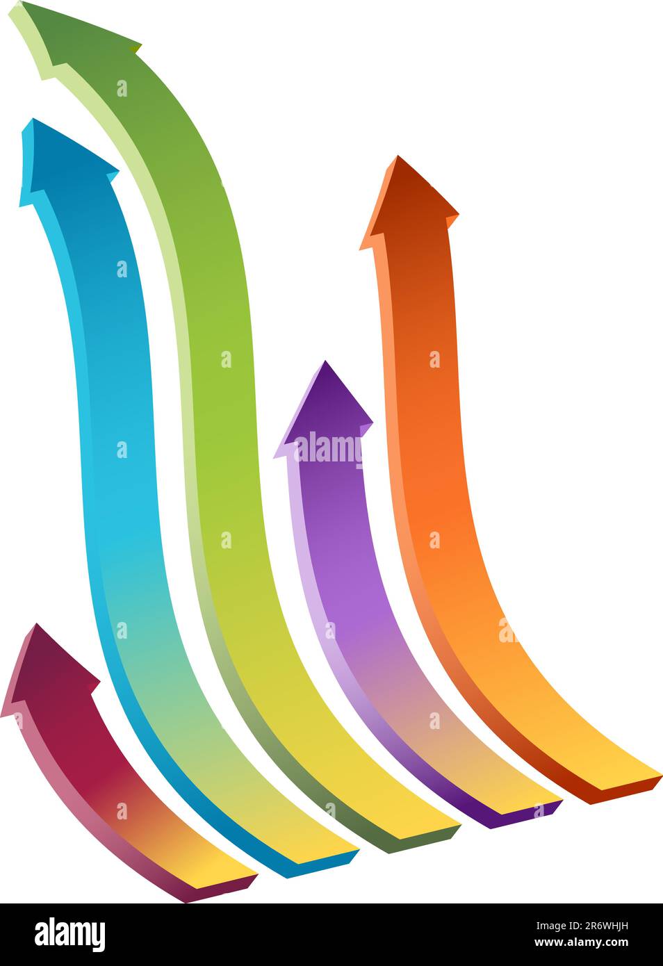 Set of 3d four wavy arrows moving upward Stock Vector Image & Art - Alamy