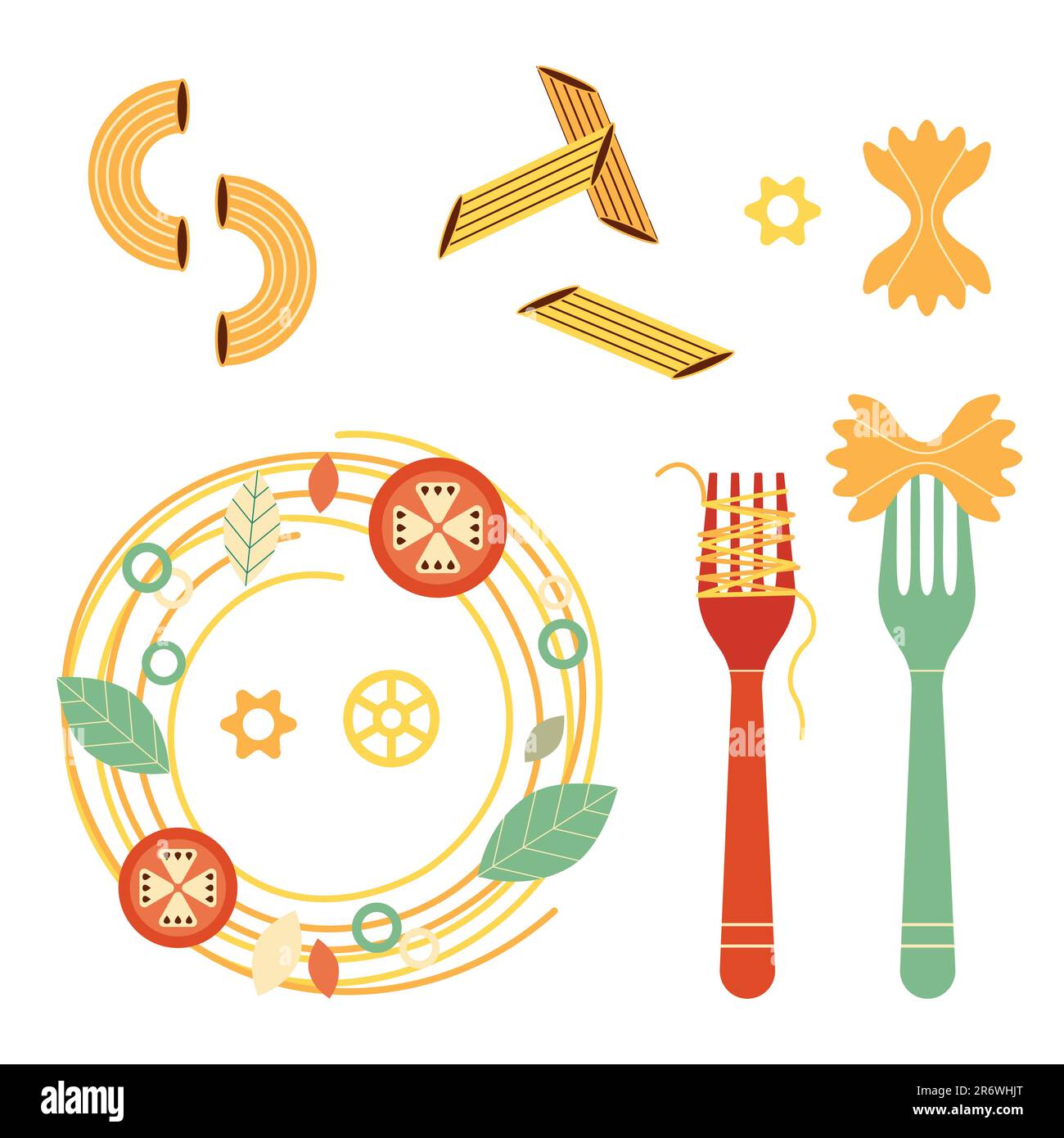Italian Pasta and Macaroni Food Flat Icons Stock Vector Image & Art - Alamy
