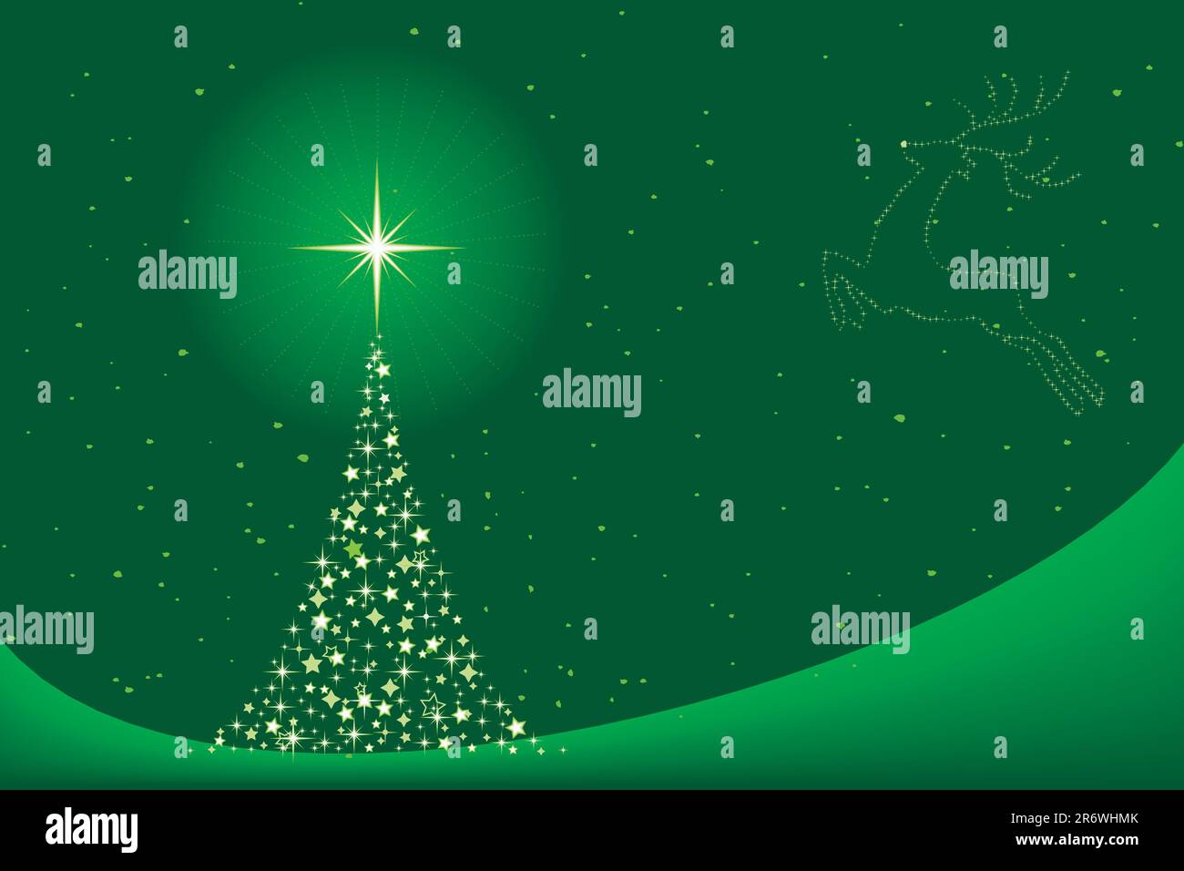 Horizontal green background for Christmas showing a Christmas tree made ...