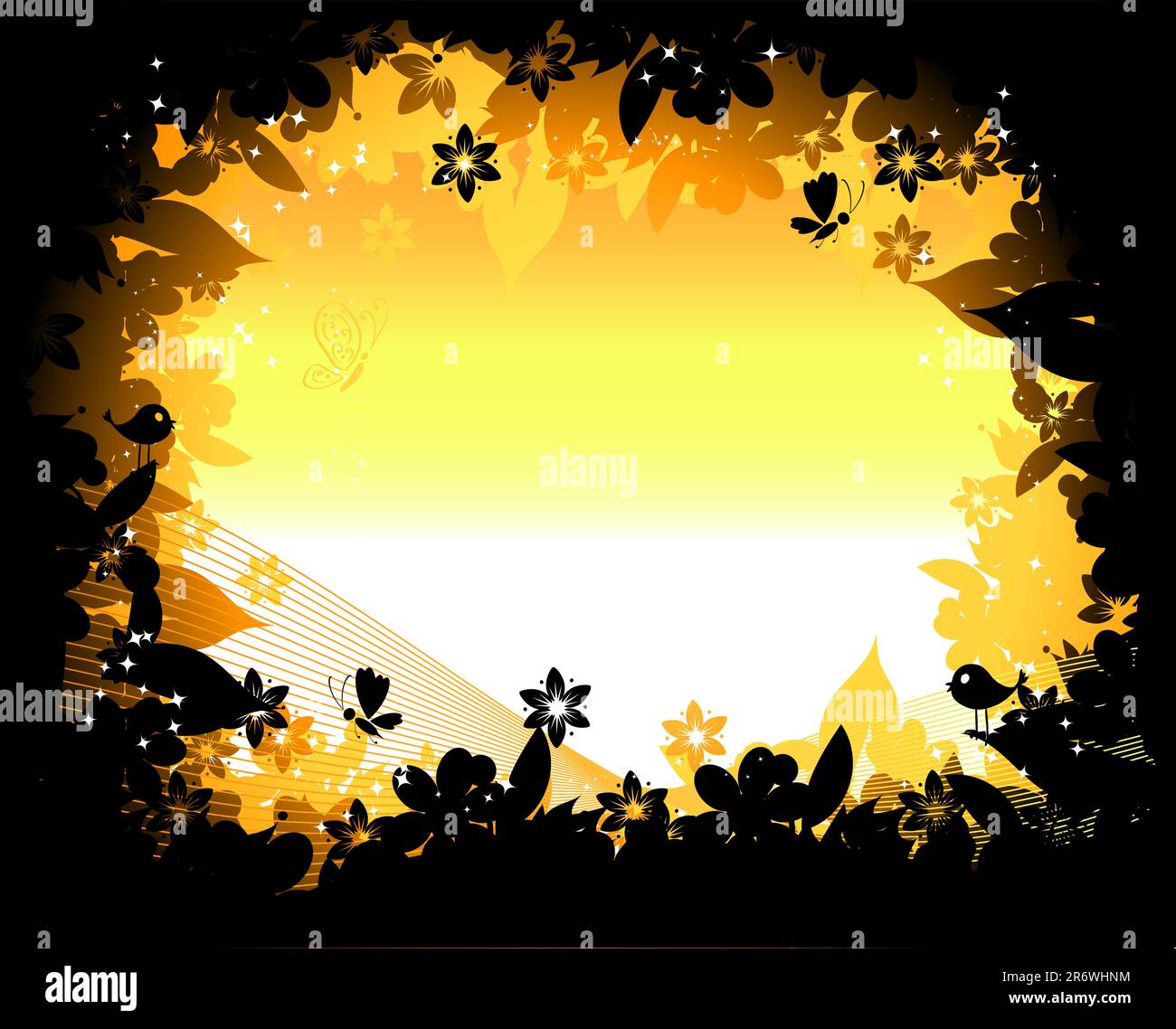 Morning dawn, nature frame silhouette for your design Stock Vector ...