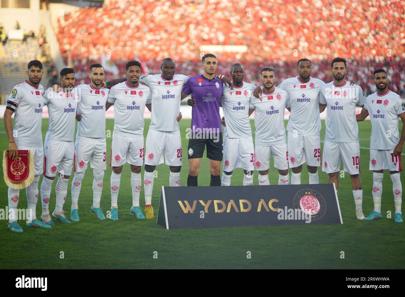Wydad's starting players pose for a team photo at the beginning of the ...